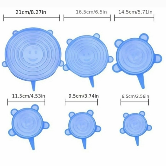 BOUTIQUE | Kitchen | New 6pc Blue Reusable Silicone Stretch Lids | Poshmark